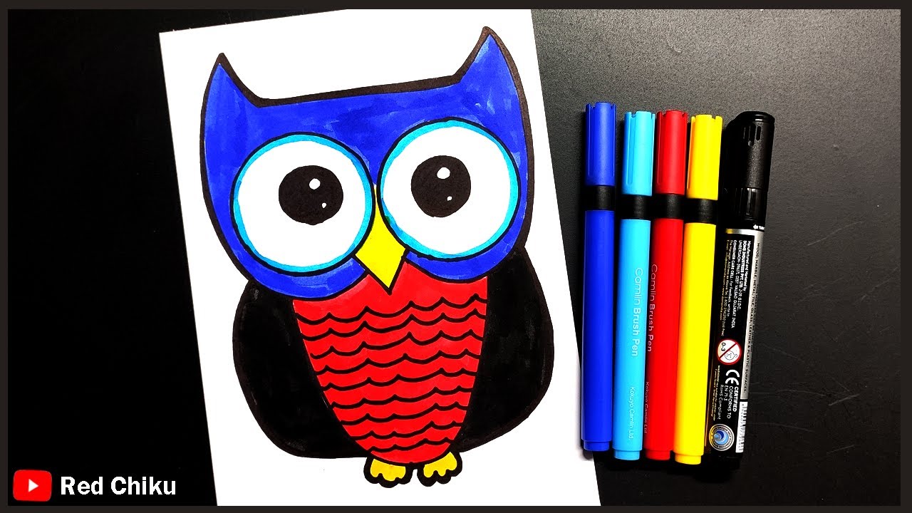 Owl Drawing And Coloring Easy || How To Draw A Colorful Owl || Owl ...