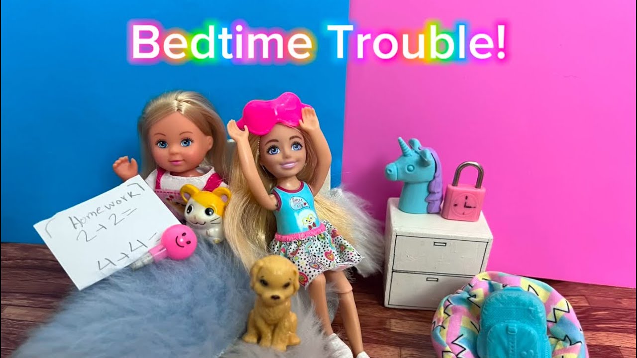 Bedtime trouble ! - Barbie and toddlers - one skips homework - bathroom ...