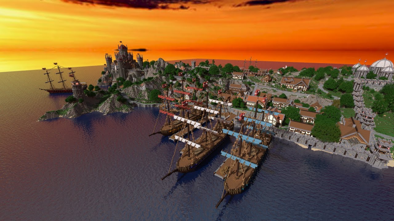Medieval port Minecraft Time lapse [4k] Ironrock's Lost footage - YouTube