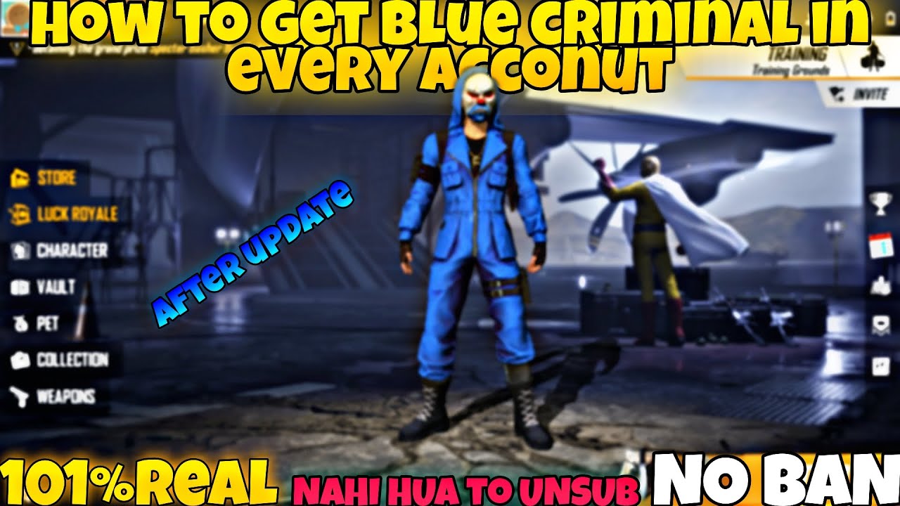 FREE blue criminal in every I'd 100% working|freefire blue criminal for ...
