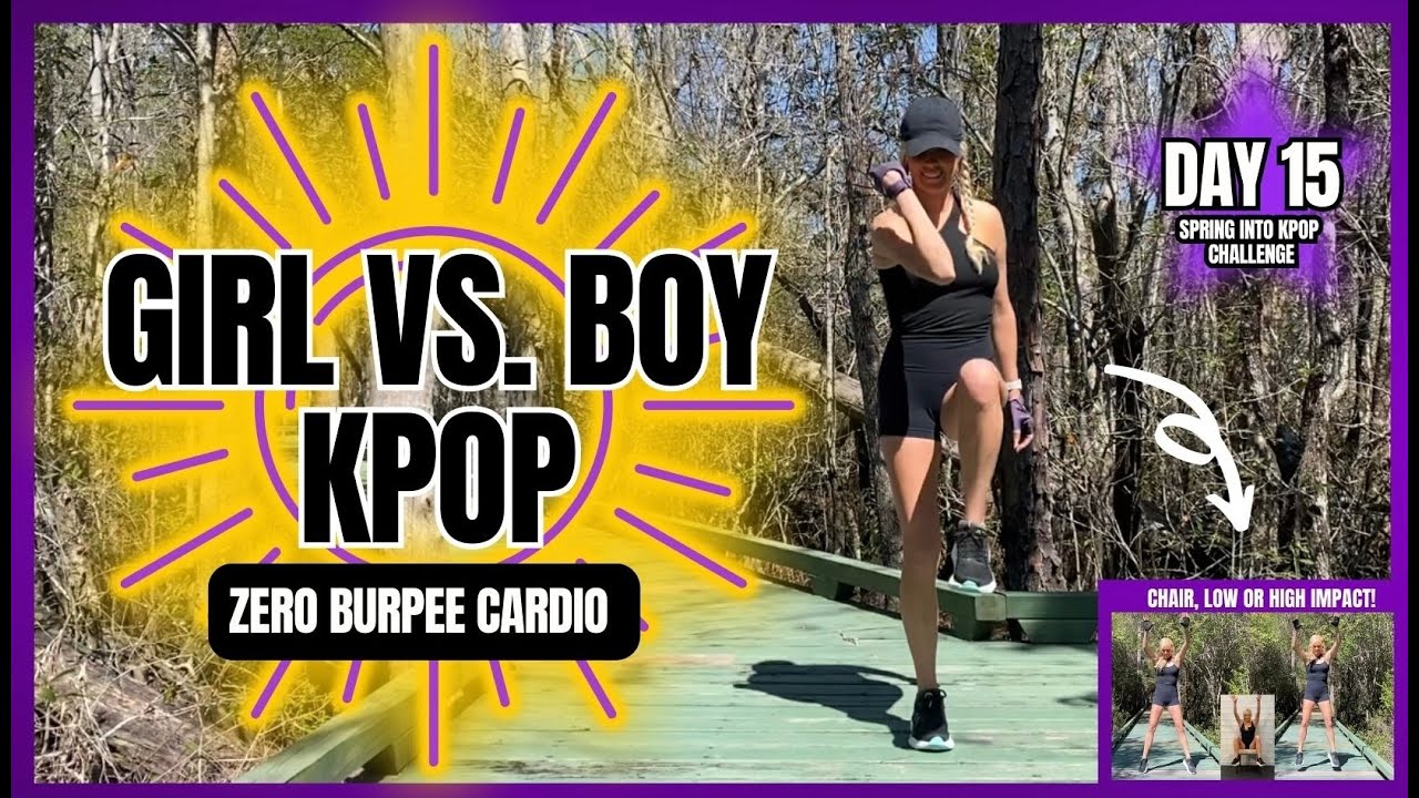 DAY 15 🔆 GIRL VS BOY KPOP ZERO BURPEE CARDIO 🔆 SPRING INTO KPOP ...