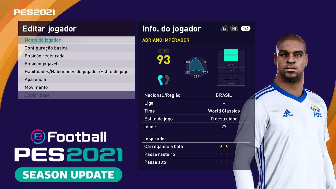 ADRIANO IMPERADOR -STATS + DOWNLOAD PES 2021 FORTALECE AI AMIGOS ...