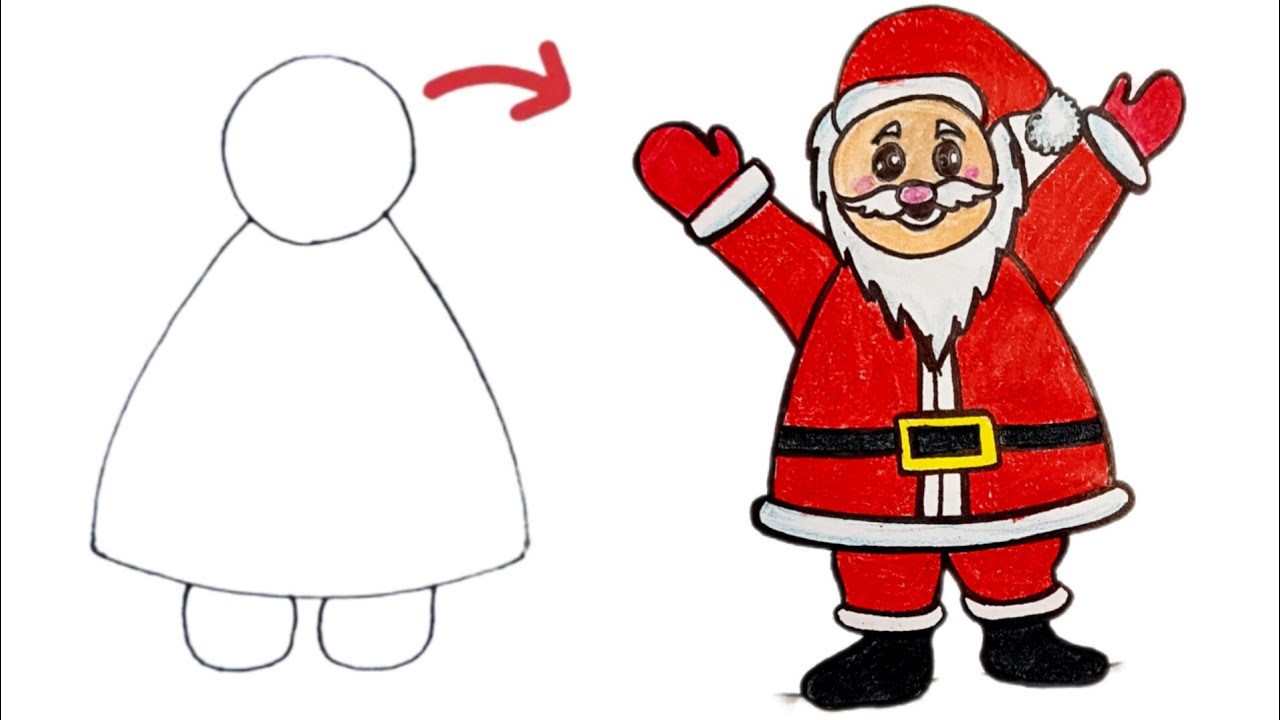Merry Christmas drawing| Santa Claus drawing|How to draw Santa Claus ...