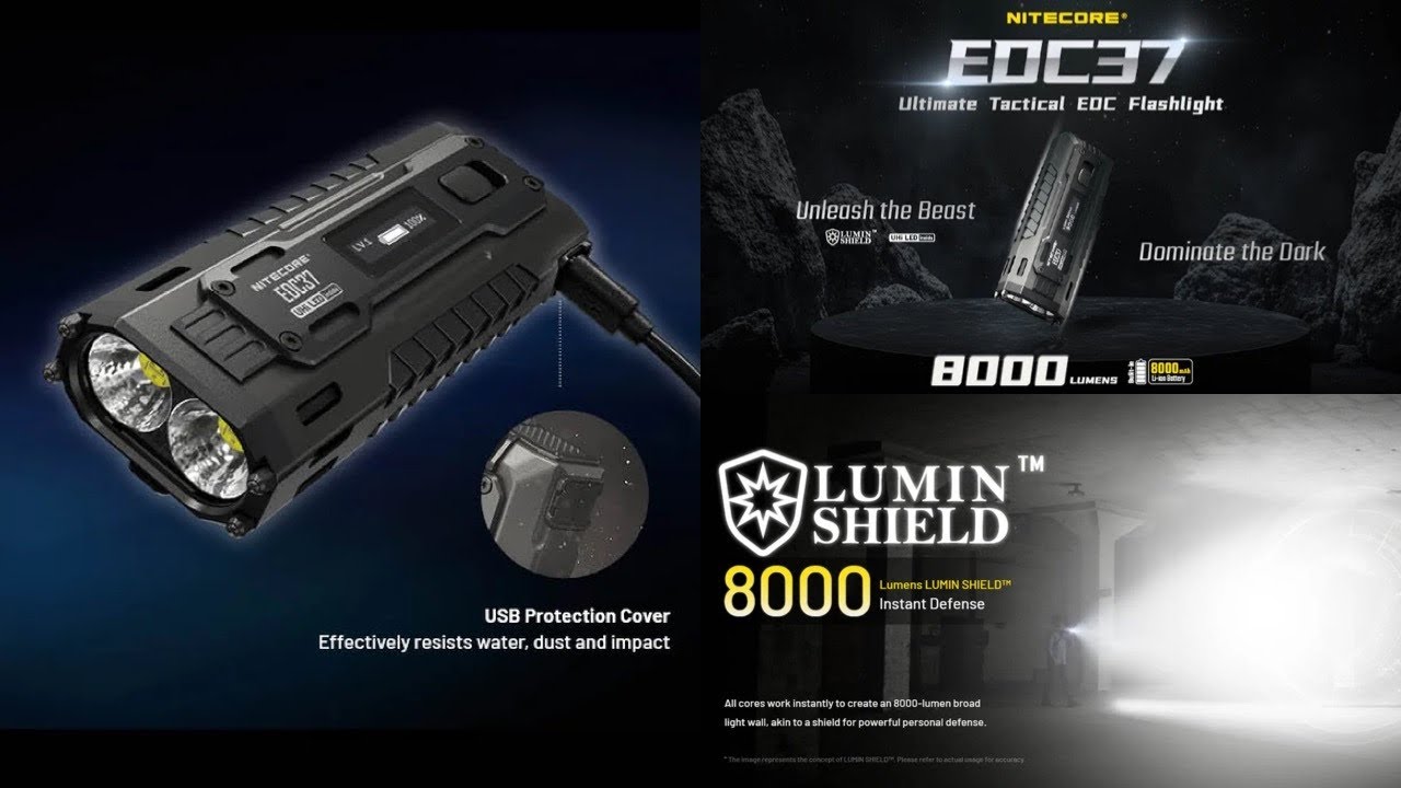 Nitecore EDC37 8000 Lumen USB-C Rechargeable Flat EDC Flashlight - YouTube