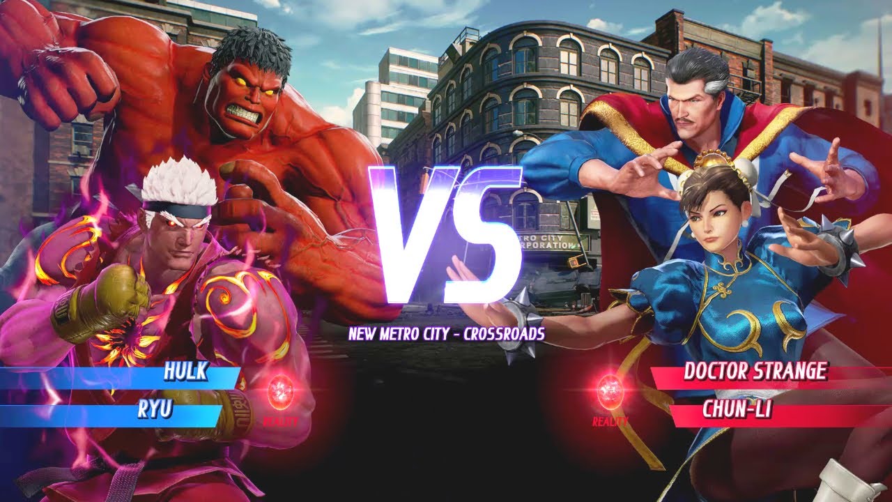 Red Hulk & Red Ryu VS Blue Doctor Strange & Blue Chun Li I Marvel vs ...