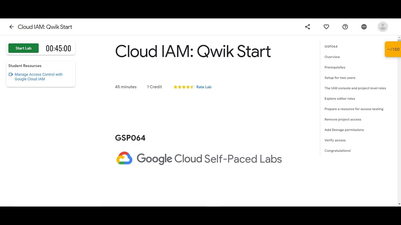 Cloud IAM: Qwik Start | GSP064 | Skill Badge 2: Perform Foundational Infrastructure Tasks in GCP ...