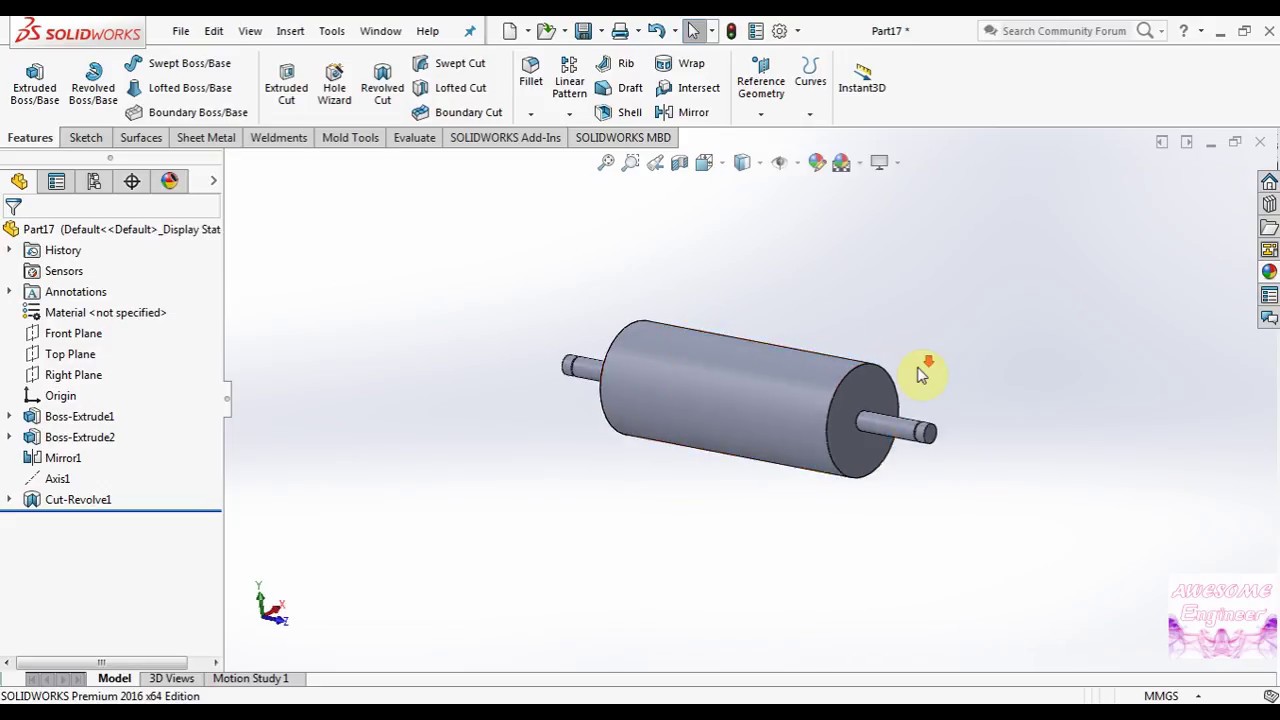 SolidWorks 2016 Tutorials for Beginners Revolved Boss & Revolved Cut ...