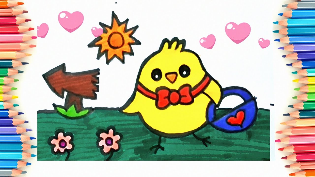 How to draw little Chick/drawing for kids/little Chick drawing/kids art ...