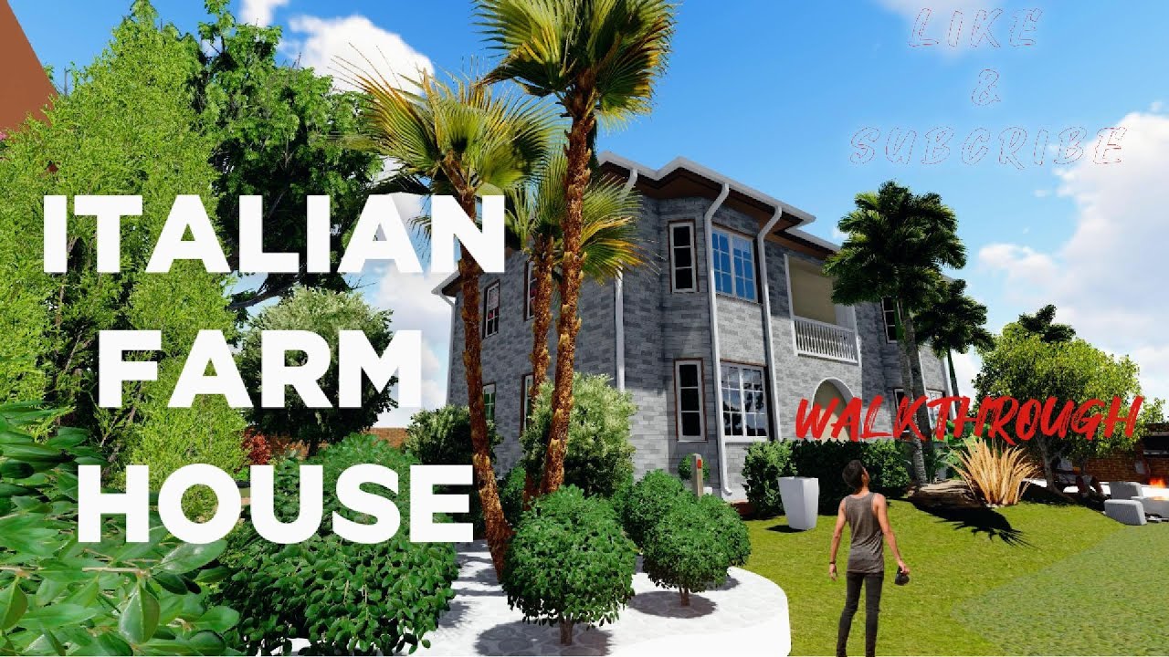 ITALIAN FARM HOUSE || FARMHOUSE 3D WALKTHROUGH ||1.5 Acre Farmhouse ...