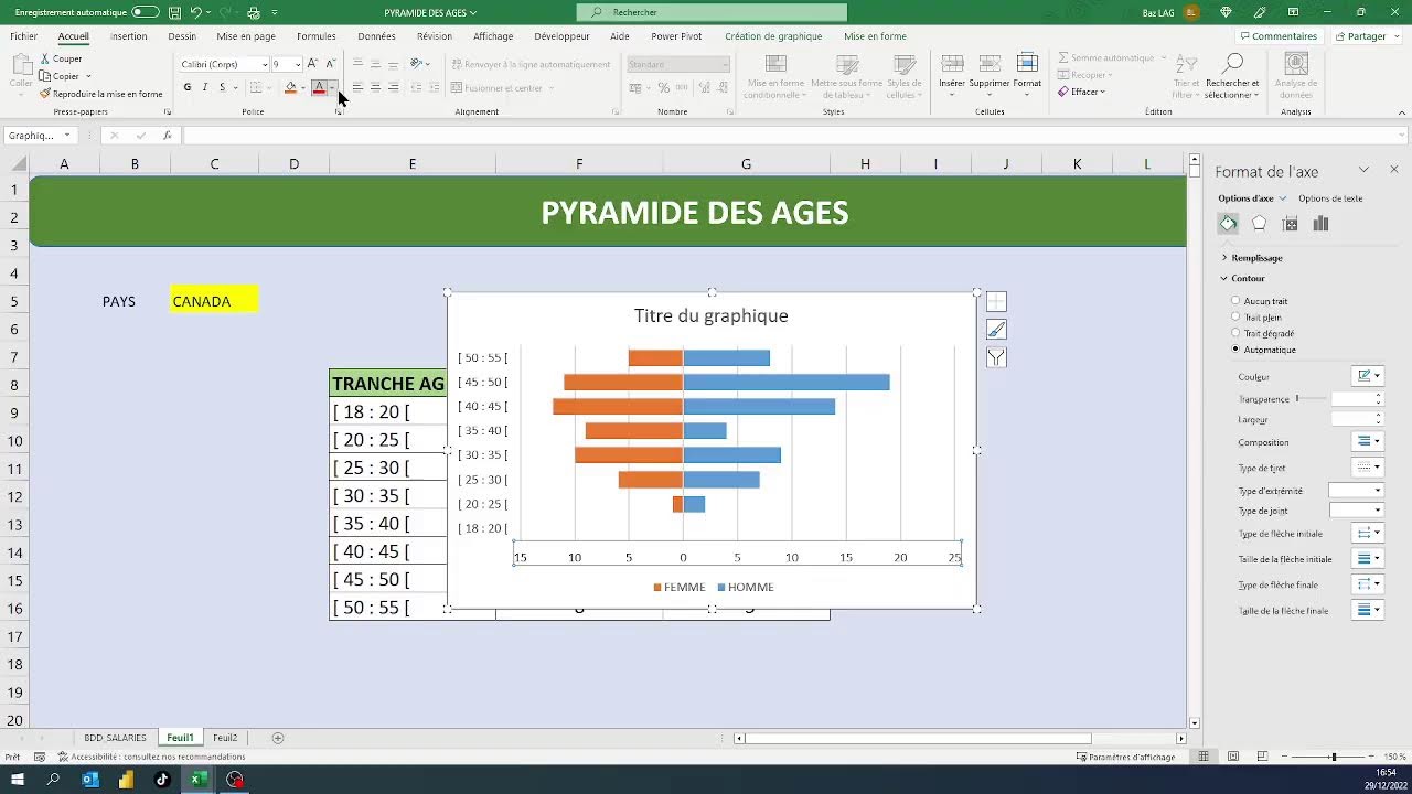 Comment Faire Une Pyramide Des Ages Sur Excel Youtube