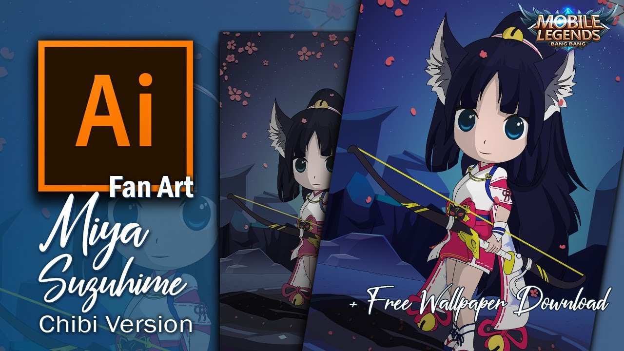 Membuat Fan Art Miya Suzuhime Versi Chibi dengan Adobe Illustrator ...
