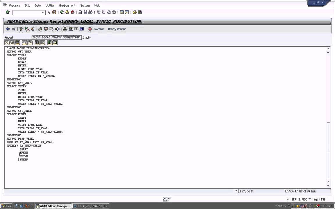 SAP ABAP-OOPS Local Static Pushbuttons Report(OO ABAP) - YouTube