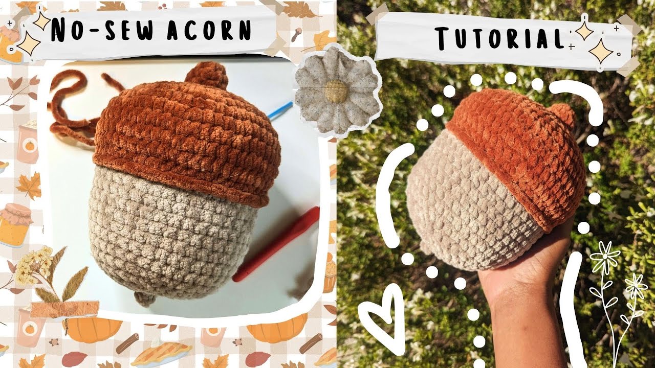 No-Sew Crochet Acorn Tutorial 🍂 Fall Decor, Pillow, Amigurumi 🍂 - YouTube