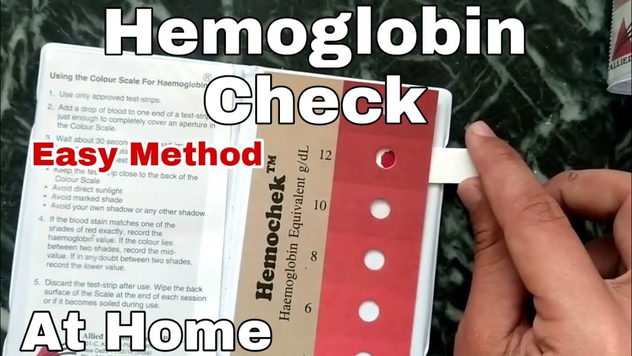 how to hemoglobin check use of hemochek hemoglobin color scale - YouTube