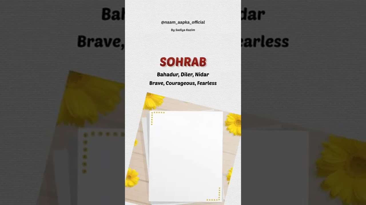 Sohrab | Sohrab Naam Ka Matlab | Sohrab Name Meaning | Sher On Sohrab ...