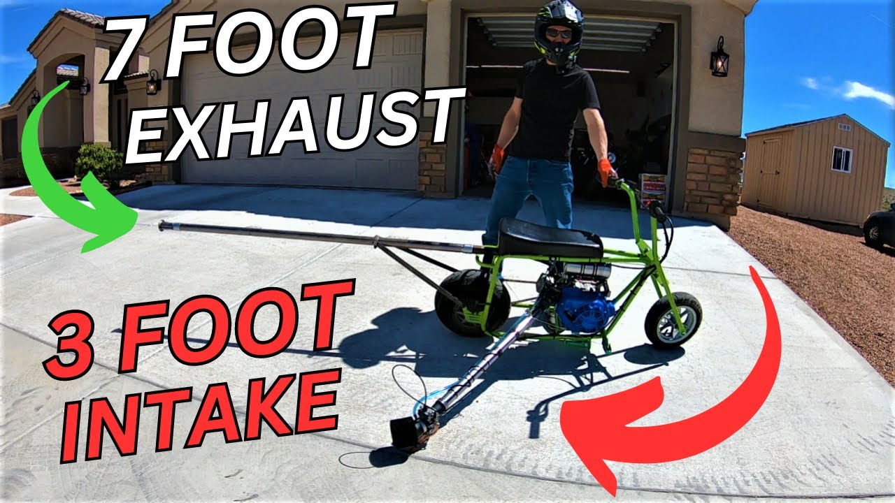 7-foot exhaust AND 3-foot intake on a mini bike - Will it run? - YouTube