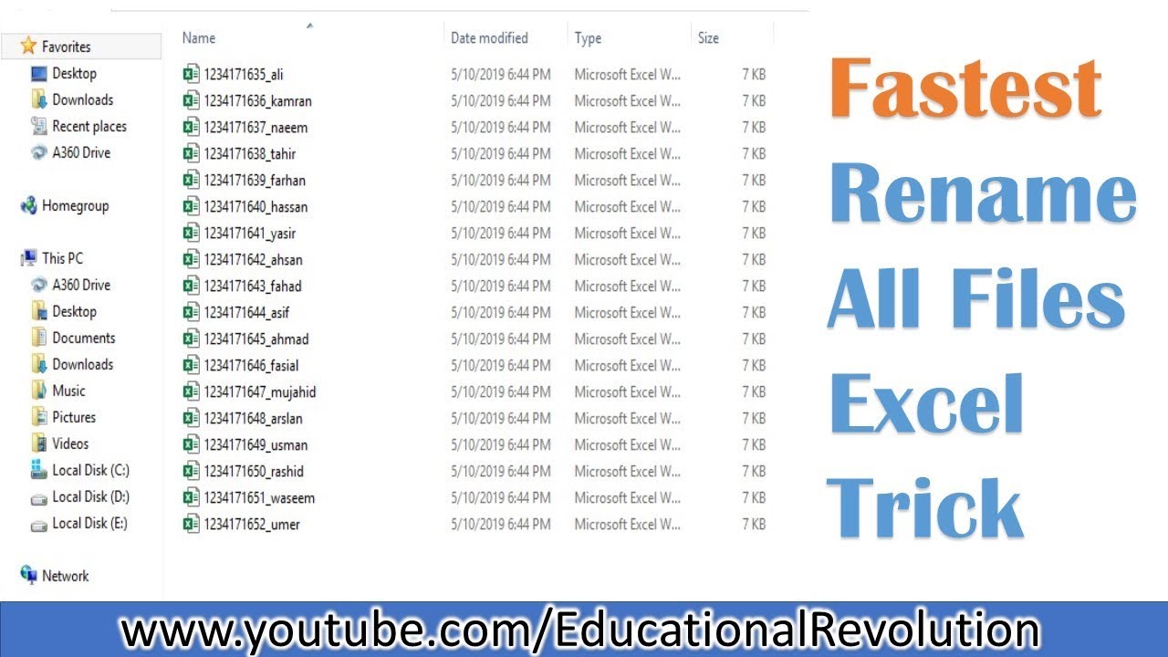 Fastest Rename All Files Excel Trick (2019) - YouTube
