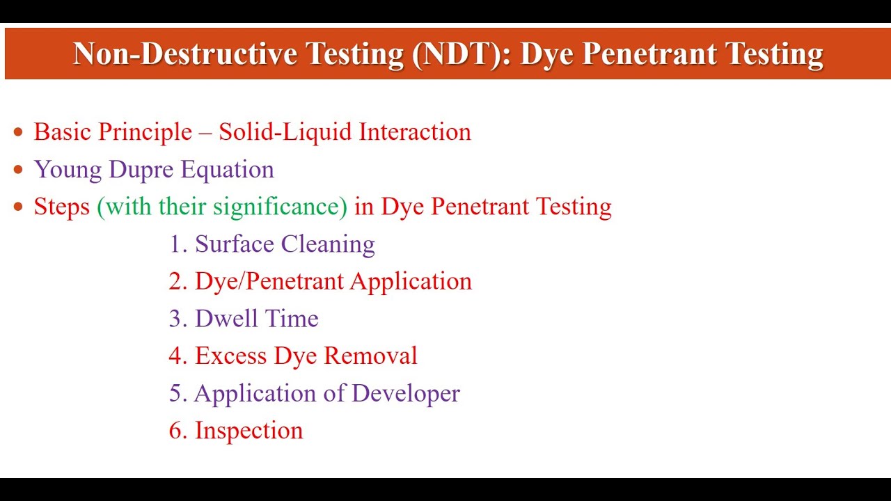 Non-Destructive Testing (NDT): Dye Penetrant Testing - Principle ...