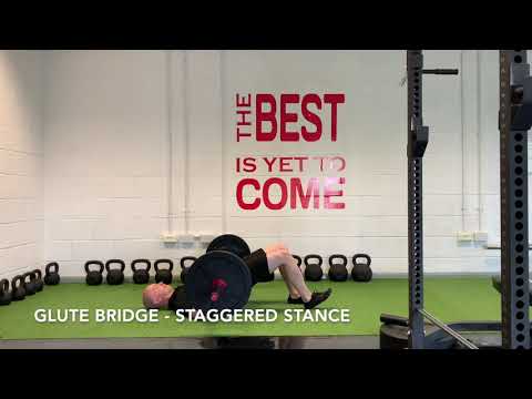 Glute Bridge   Staggered Stance