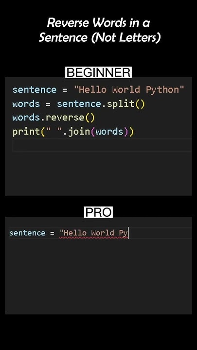 Beginner😅 vs Pro😎: ⚡ Reverse Words! 🚀 #python #programming #coding #shorts #trending #youtube # ...