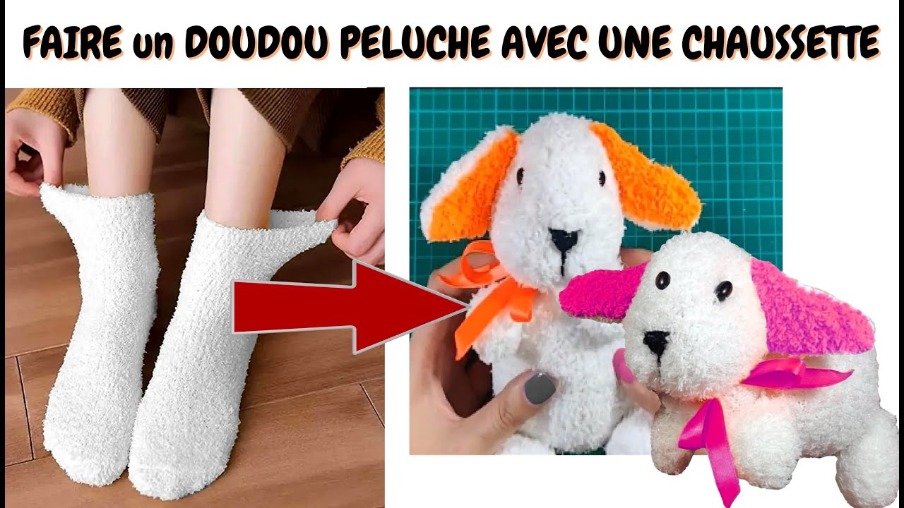 Faire un DOUDOU avec une CHAUSSETTE | Création Peluche DIY Facile - YouTube