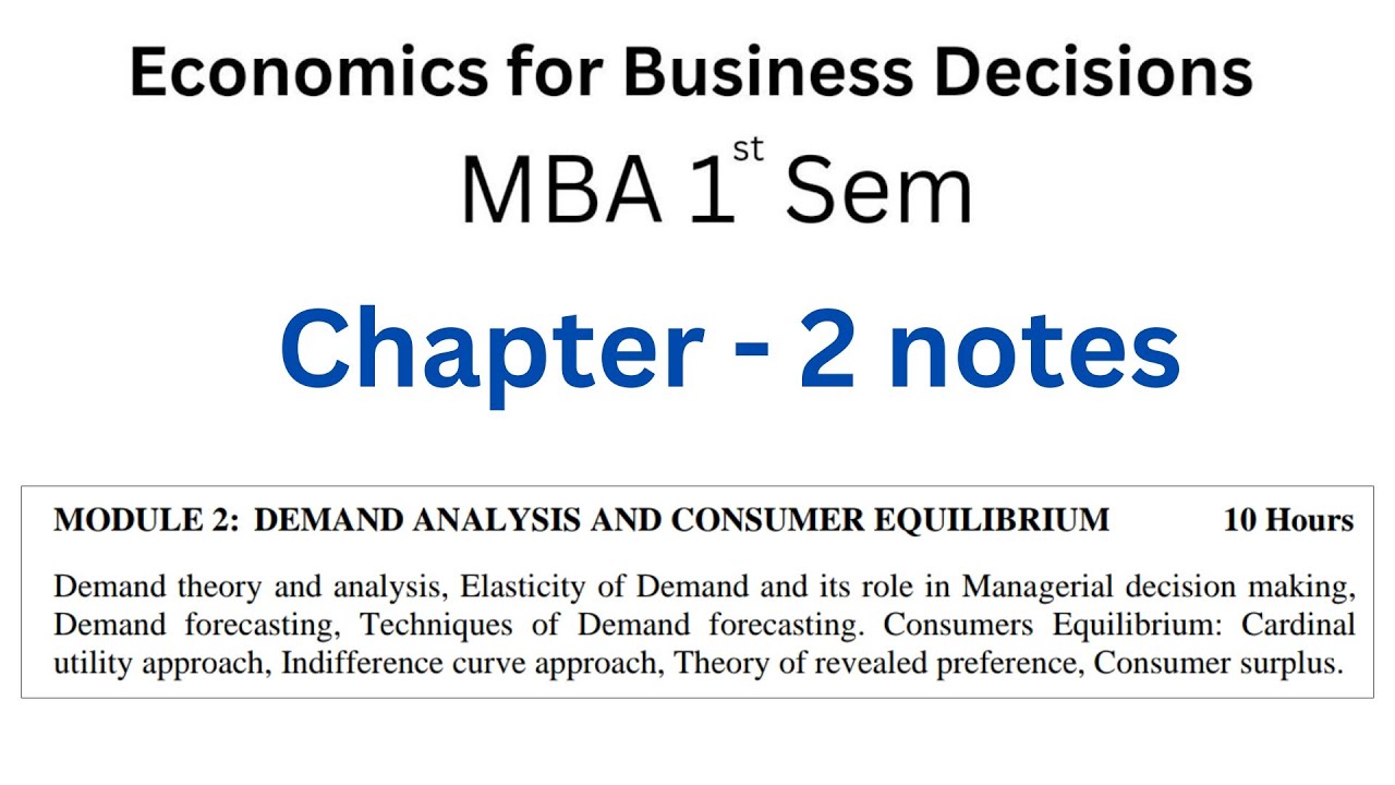 Economics for Business Decisions Chapter-2 | MBA 1st sem (BCU) - YouTube