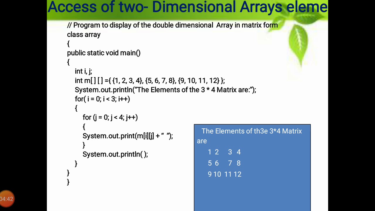 Kps K Std Xi Comp Double Dimentional Arrays In Java Module4 Youtube