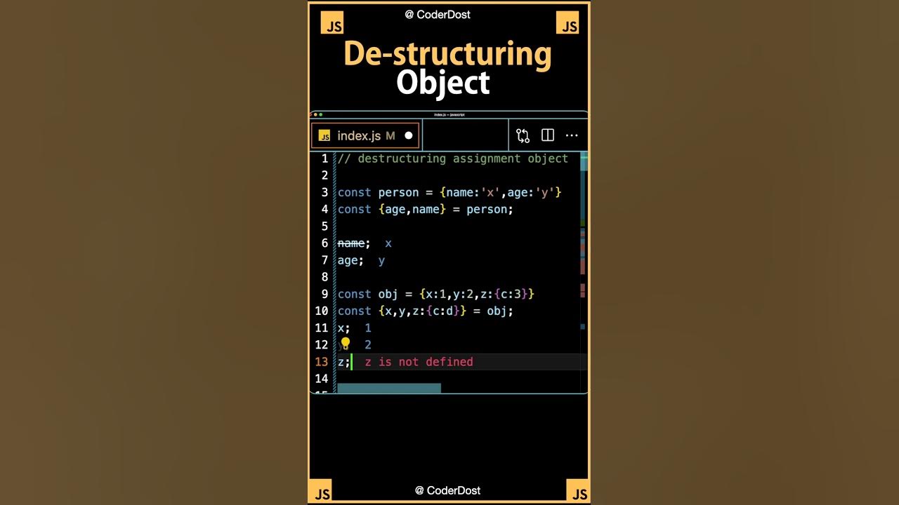 Destructuring Objects In Javascript Javascript Shorts Youtube 1147