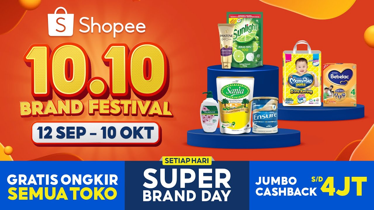 Nikmati Promo JUMBO CASHBACK s/d 4JT di Shopee 10.10 Brands Festival ...