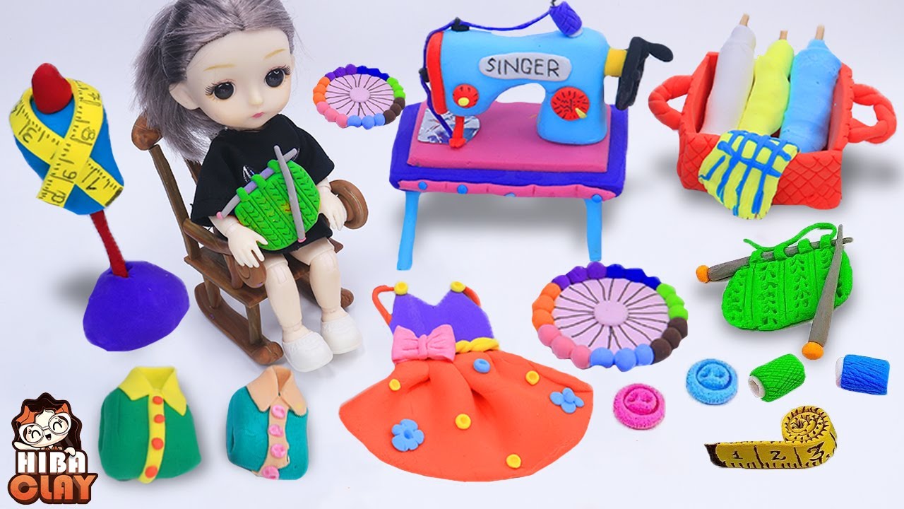 DIY How to Make Polymer Clay Miniature Sewing Machine Set, Doll ...