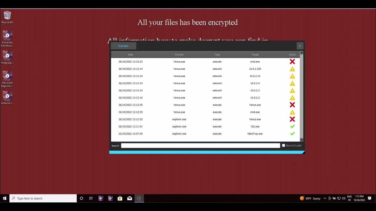 Nucleon EDR Vs Venus Ransomware Demo Alert mode - YouTube