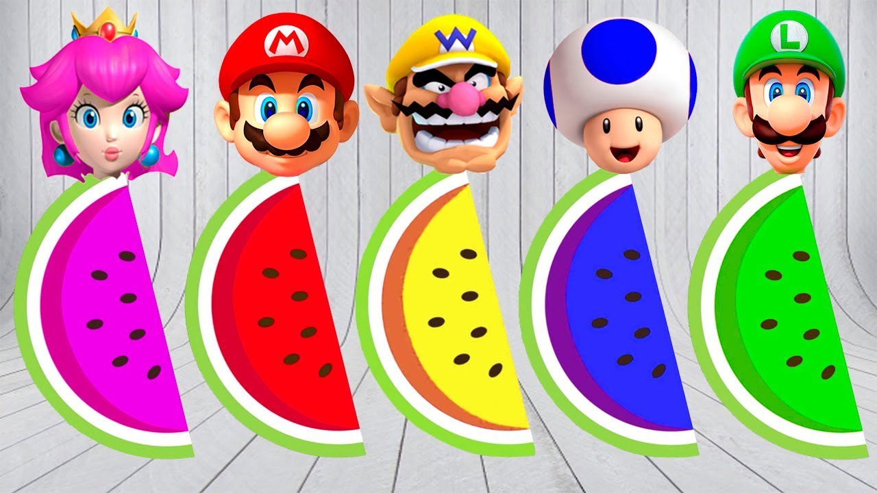 Aprende los Colores con Mario Bros | Jugando Sandias de Colores ...