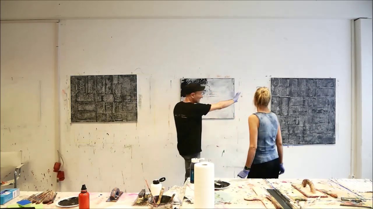 Squeegee technique with black and white, snowfall effect - YouTube