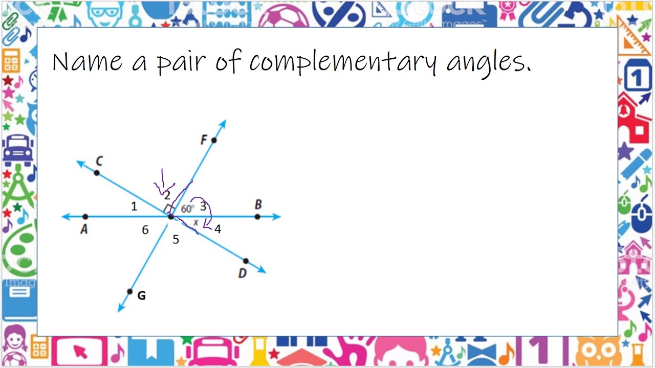 Name a pair of complementary angles - YouTube