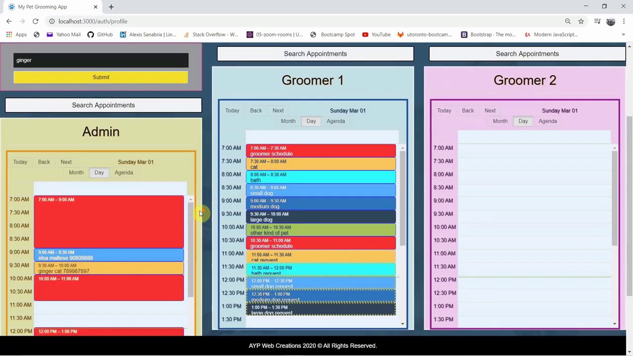 How to use the calendars on My Pet grooming app - YouTube
