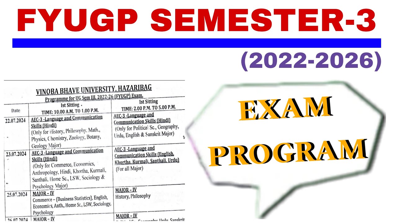 Sem 3 exam program / Semester 3 exam program notice / Semester 3 2022 ...