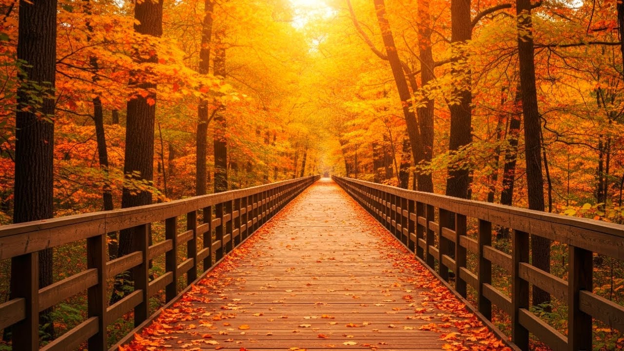 Autumn Leaves Night 🍁 Beautiful Relaxing Music for Peaceful Sleep ...
