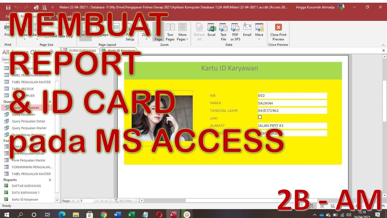 DESIGN ID CARD with MICROSOFT ACCESS - YouTube