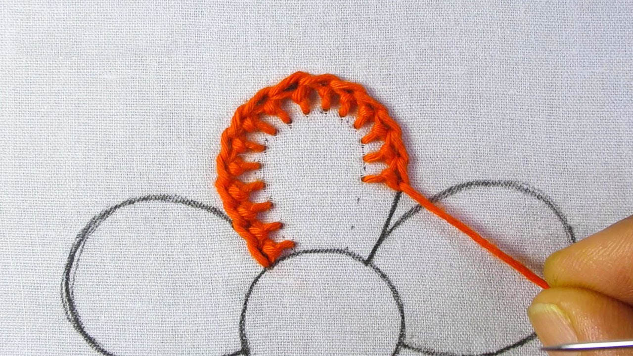 hand embroidery elegant flower design Mount Mellick with Scroll stitch flower embroidery ...