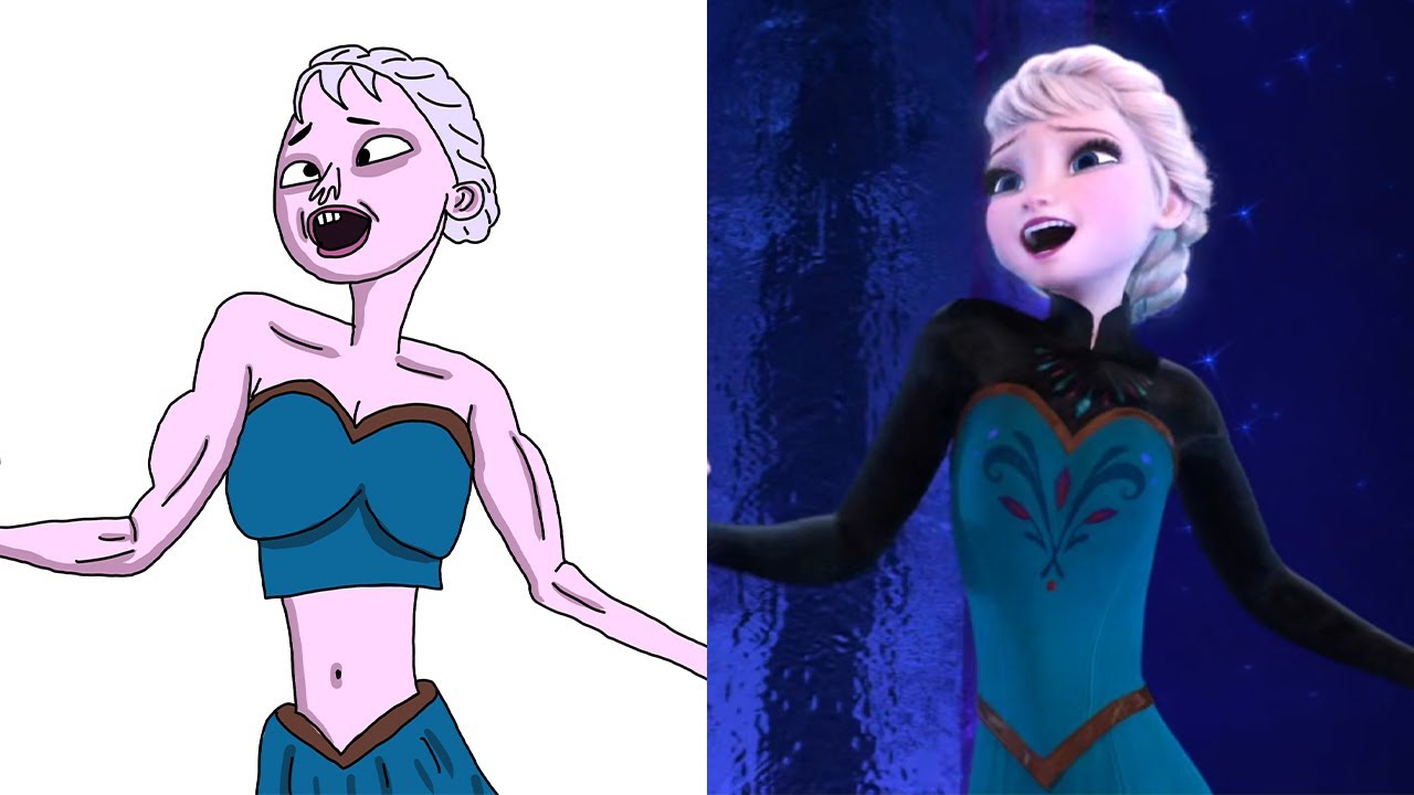 Bodybuilding Elsa Funny Drawing Meme | Frozen | (Funny Drawing) - YouTube