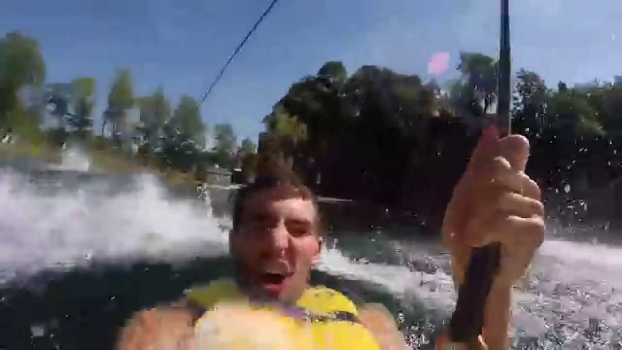 Zipline into the water - YouTube