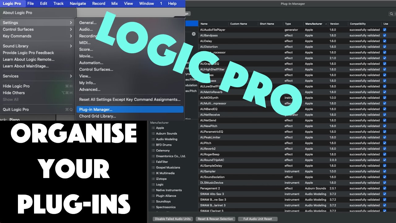 Quick Tutorial - LOGIC PRO PLUG-IN MANAGER - Organise your plug-ins! - YouTube