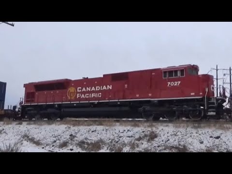 2 SD70ACU on CP 100!!! CP 9702 Leads CP 100 (Intermodal) East At Cochrane West. CP Laggan Sub ...