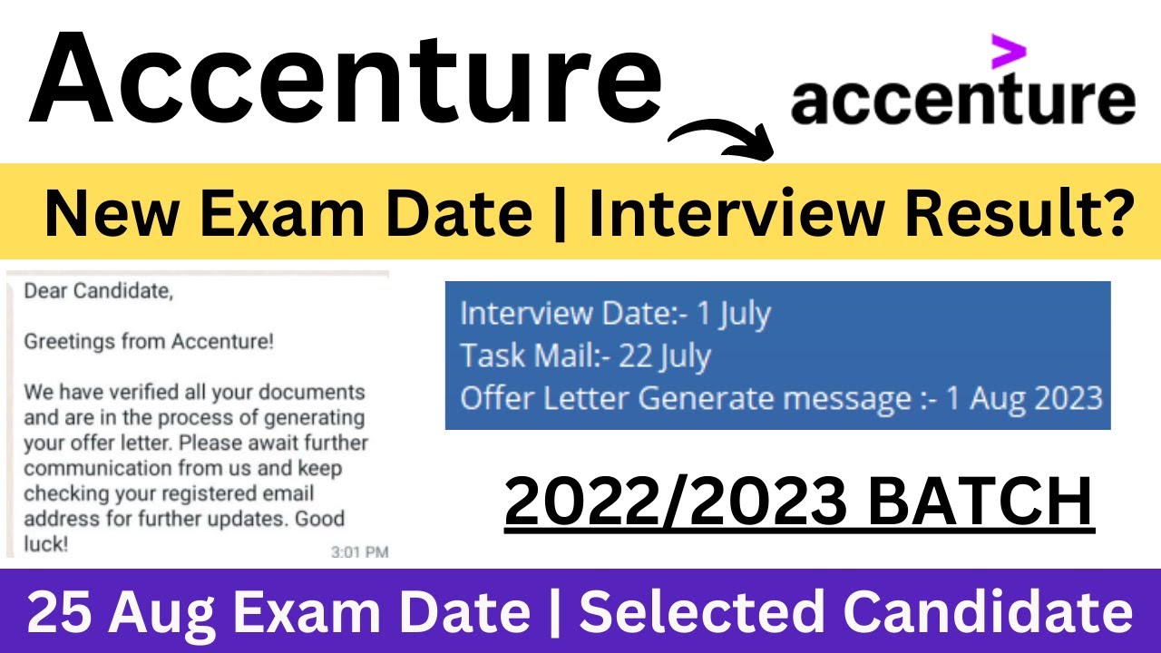 Accenture New Exam Date :- 25 Aug | July Phase Interview Results ...