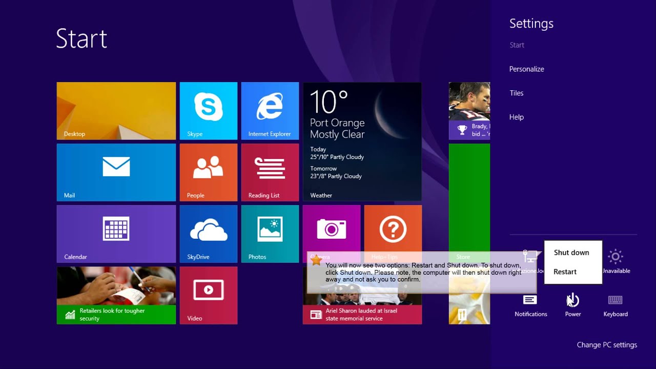 Uncomplicated way to shut down your Windows 8 computer - YouTube