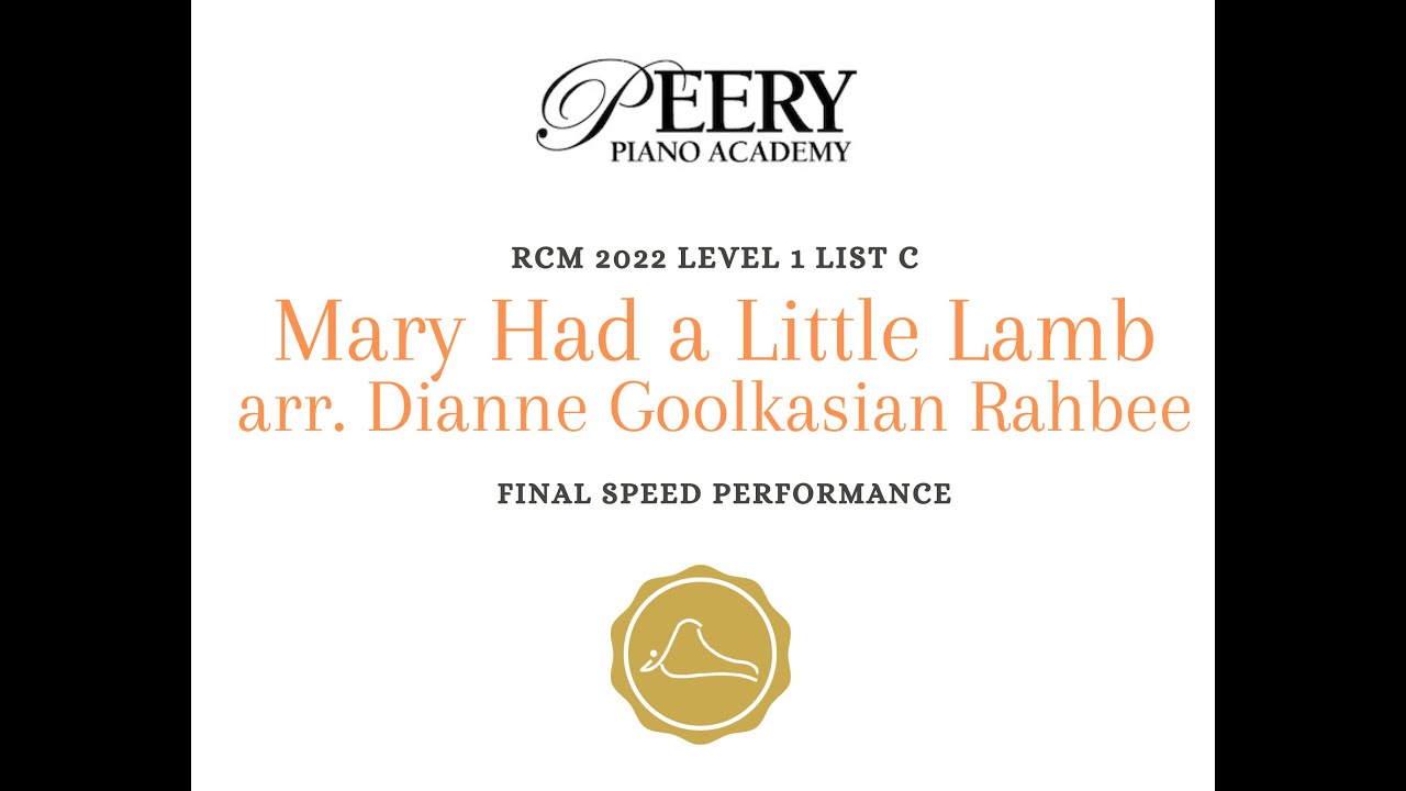 Mary Had a Little Lamb arr. by Dianne Goolkasian Rahbee (RCM Level 1 ...