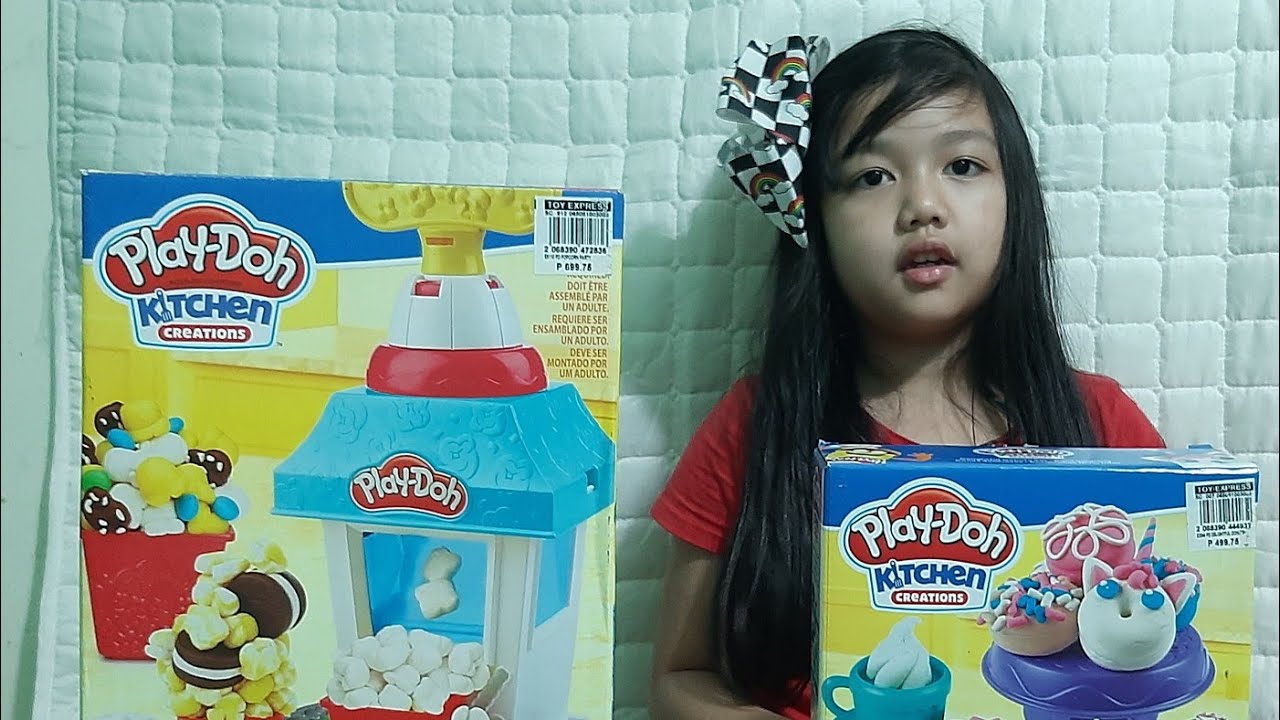 Play Doh Popcorn Maker Kitchen Creations with the Donut Play Food set ...