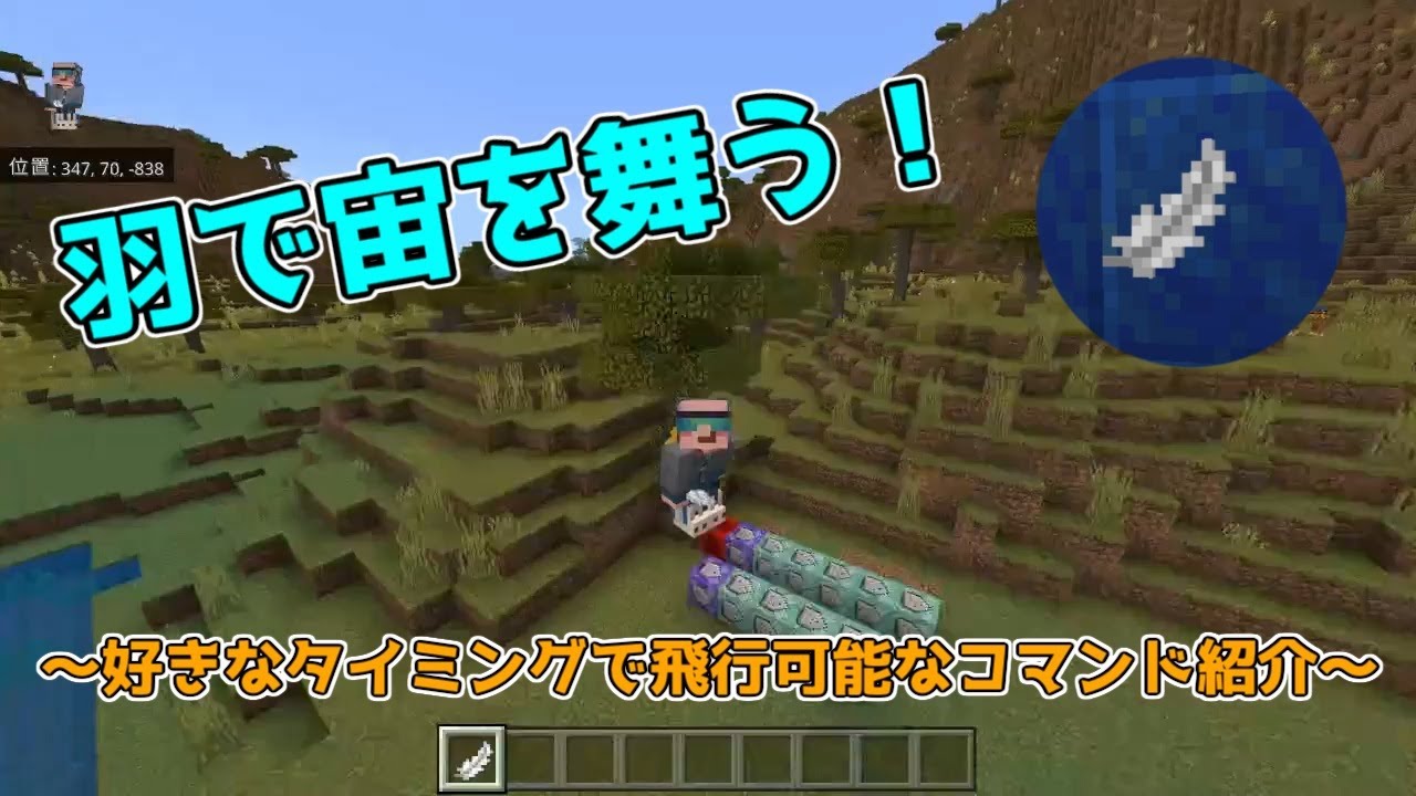 好きなタイミングで大ジャンプ！羽を持つと空を飛ぶコマンド紹介【マイクラ】【コマンド】【hasitem】 - YouTube
