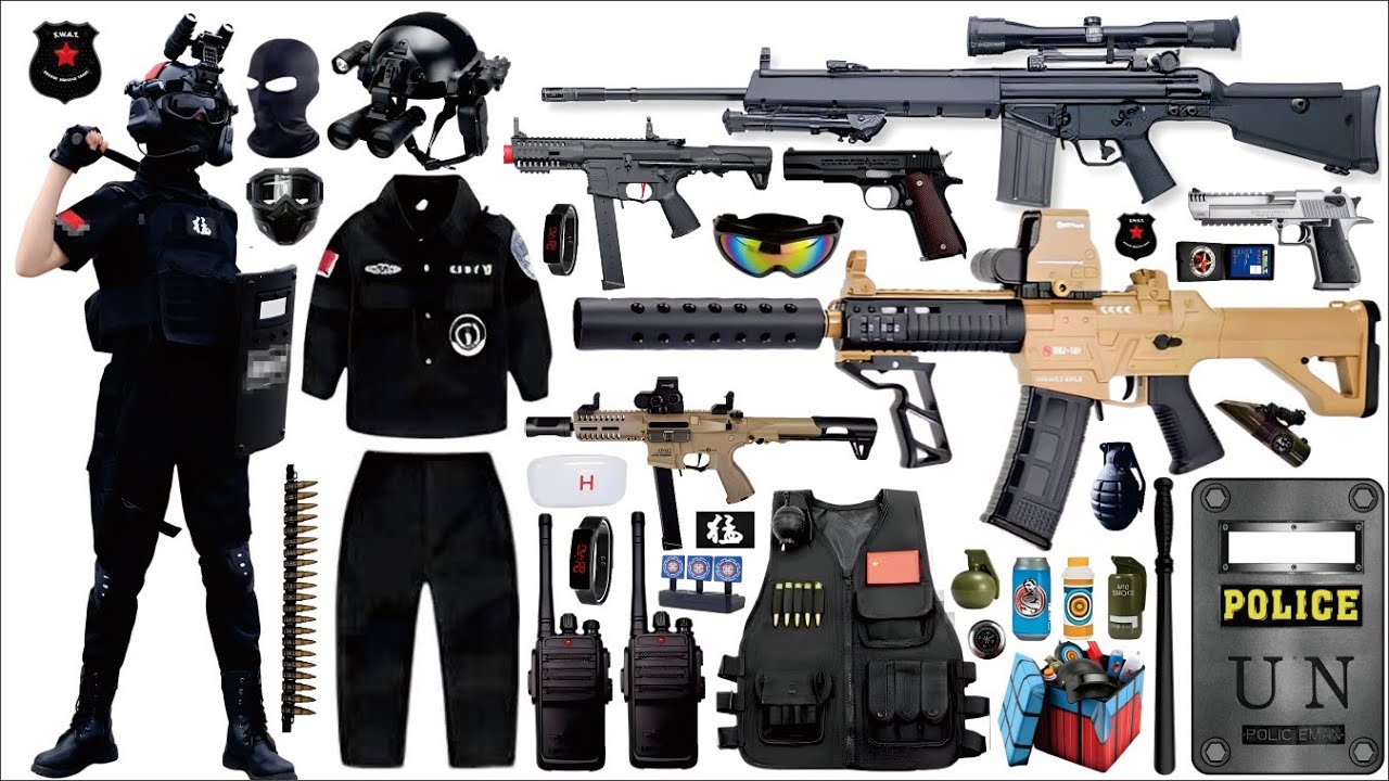 Unpacking toy gun collection, APE9 assault rifle, QBZ191 automatic ...
