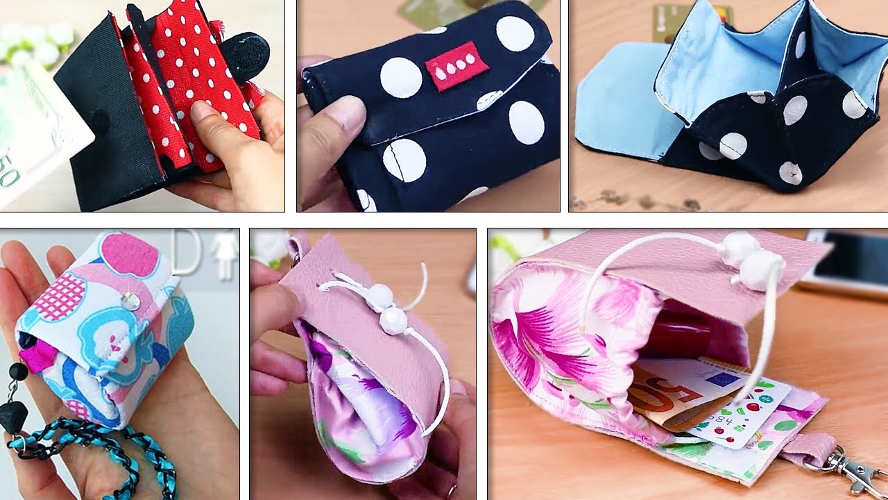 5 DIY TINY COINS POUCH TUTORIAL ~ Handmade Mini Bags Ideas - YouTube